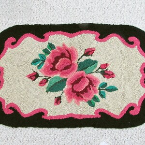 Vintage Hand Hooked Wool Rug Oval 44 X 24 Pink & Burgundy - Etsy