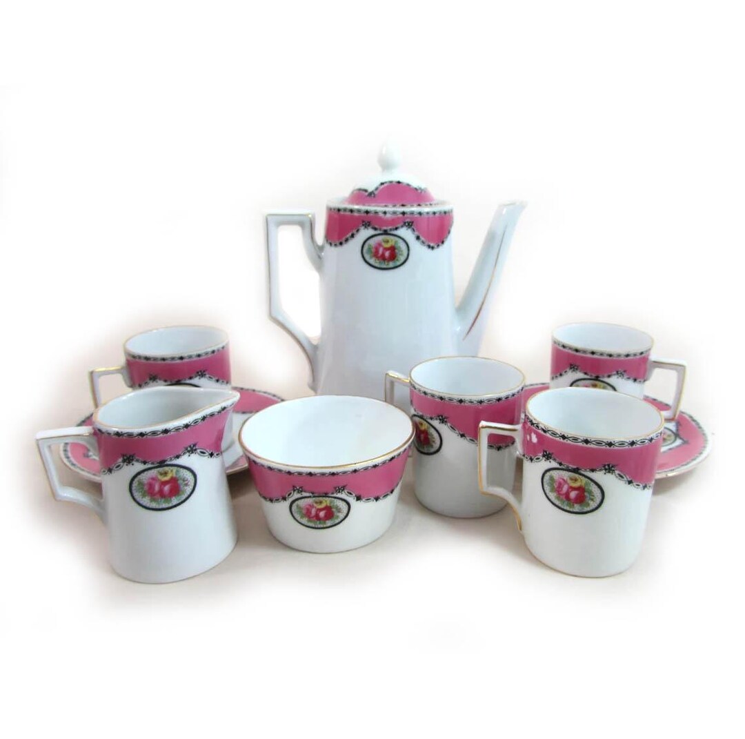 Antique Demitasse Coffee Set Victoria Porcelain Coffee Server, Cups ...