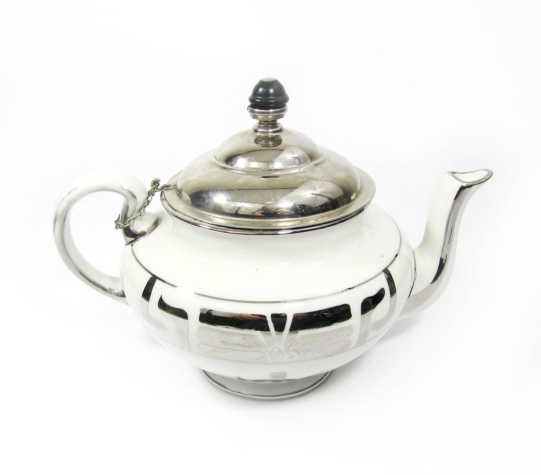 Buffalo China Teapot Hand Painted Art Deco Design Royal Rochester ...