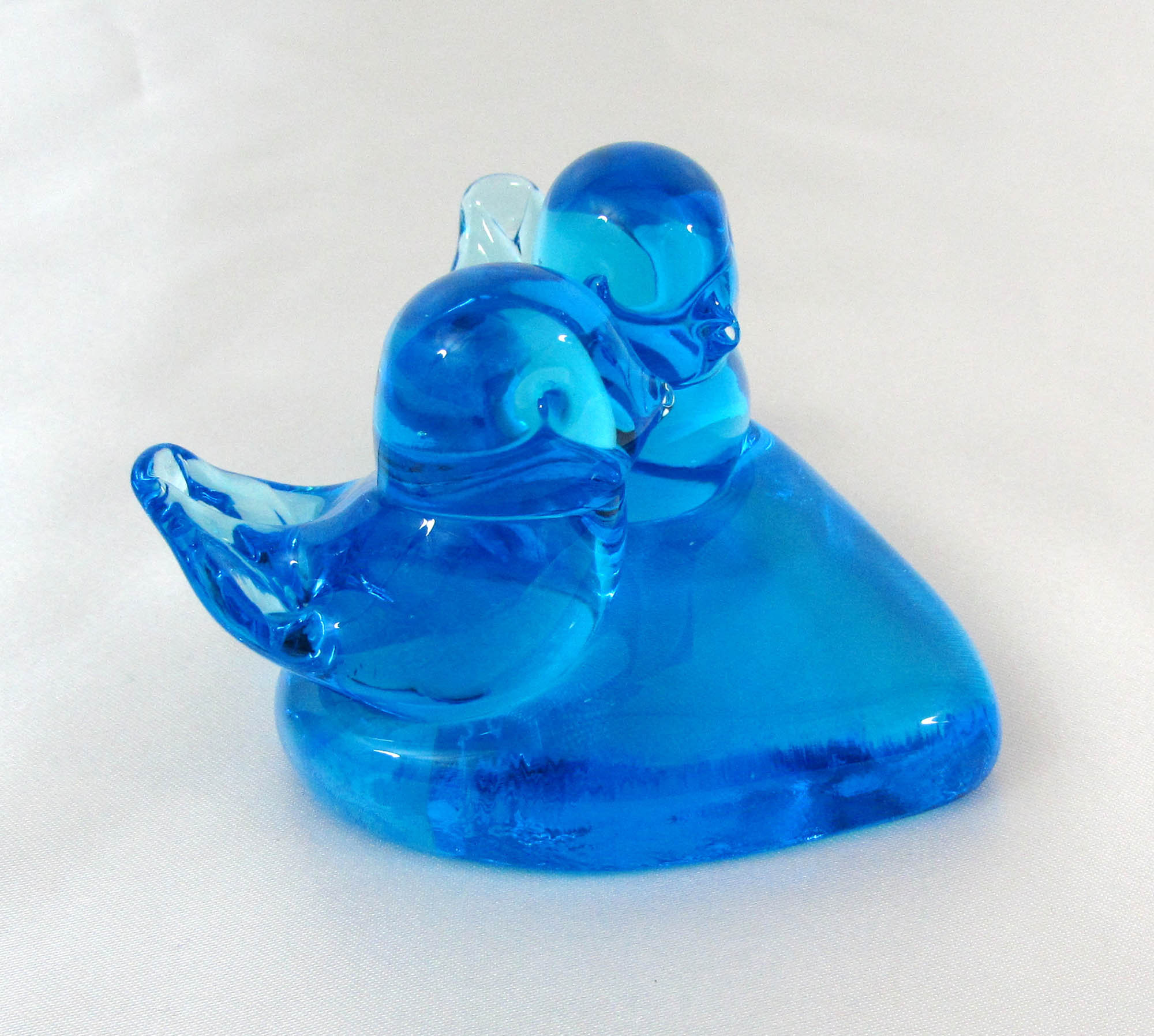 Titan Art Glass on Heart Figurine signed Toleen 1999 blue bird ...