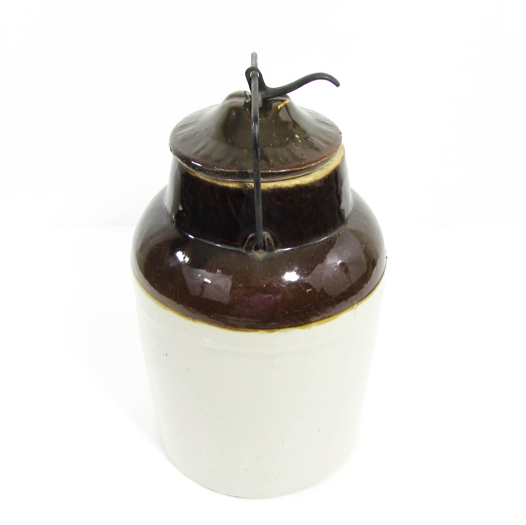 Antique Weir Stoneware Jar: Locking Wire Hasp, Storage Jar - Etsy