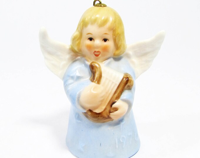 1978 Goebel Angel Bell Christmas Tree Ornament - Blue With Harp - Etsy