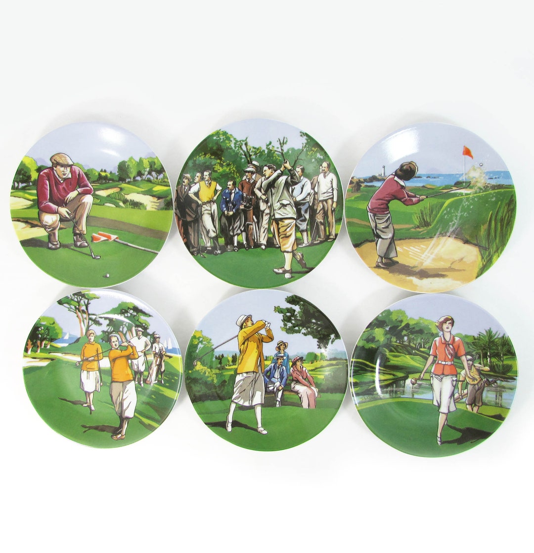 Vintage Golf Theme 6 Plates by Philippe Deshoulieres - Etsy