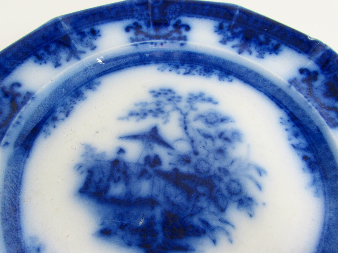 Antique Flow Blue Davenport Amoy Pattern Dinner Plate - Etsy