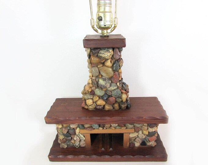 Vintage River Rock Fireplace Lamp - Folk Art - Working Condition ...