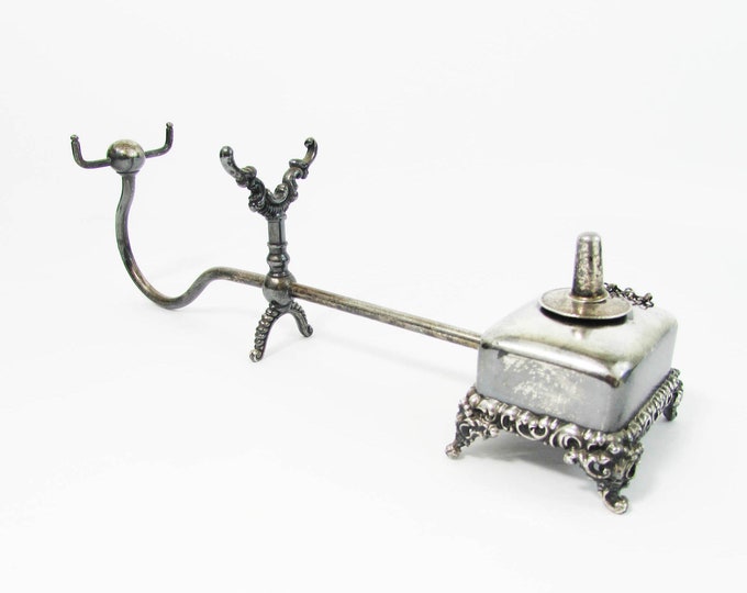 Victorian Curling Iron Stand With Kerosene Burner - Meriden Silverplate ...