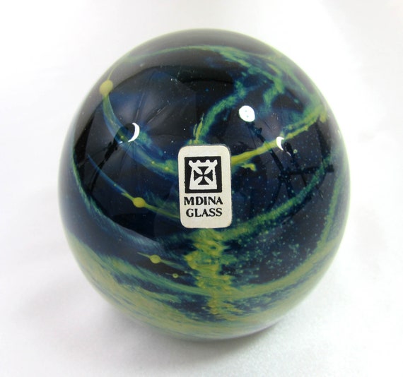 MDINA Glass Paperweight Made in Malta 3-1/4 Signed - Etsy