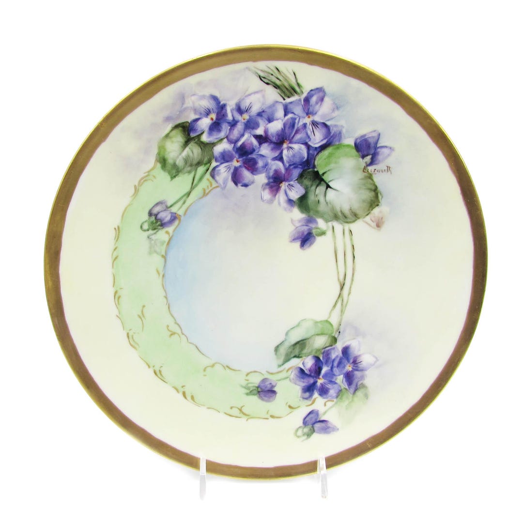 Antique Pirkenhammer Czech Hand Painted Violets Plate Gold Trim - Etsy
