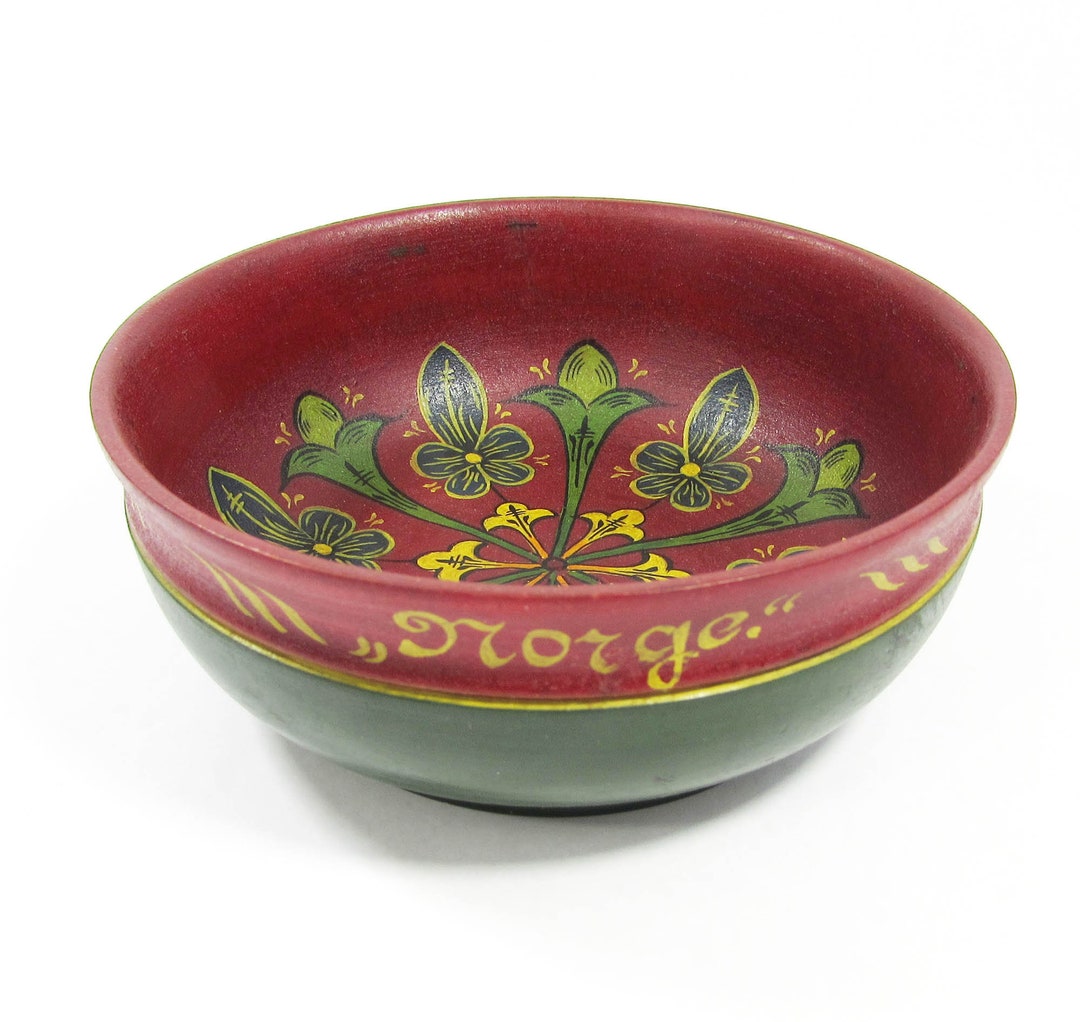 Vintage Norwegian Rosemale Painted Wooden Bowl 5" - Norwegian Folkart ...