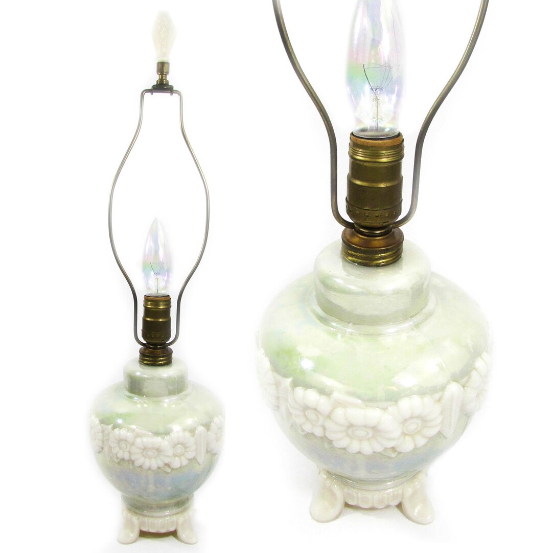 Aladdin Alacite Table Lamp , G 300, Green & Cream Daisies - Original ...