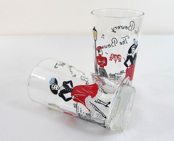 Vintage Bowery Dancers Tumblers Bar Glassware Set of 2 - Etsy