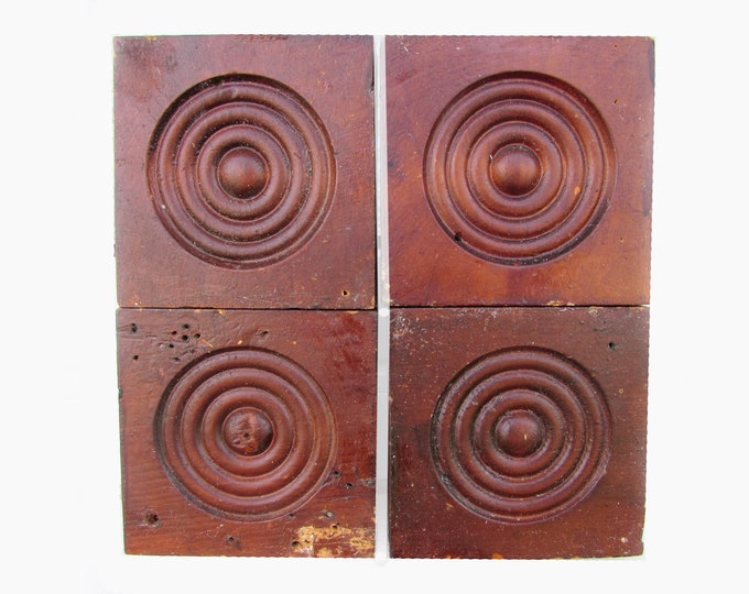 Antique Bullseye Corner Trim Blocks - Set of 4 Wood Rosettes ...
