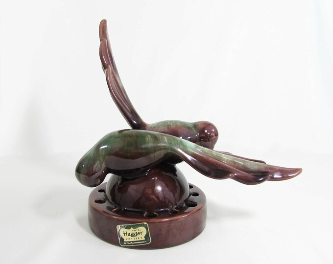 1940s Royal Haeger Pottery Large Birds Flower Frog Original 75th ...