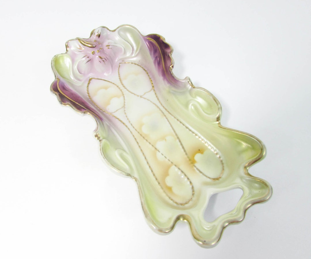 Vintage Germany IPF Porcelain Double Spoon Rest Hand Painted Gold ...