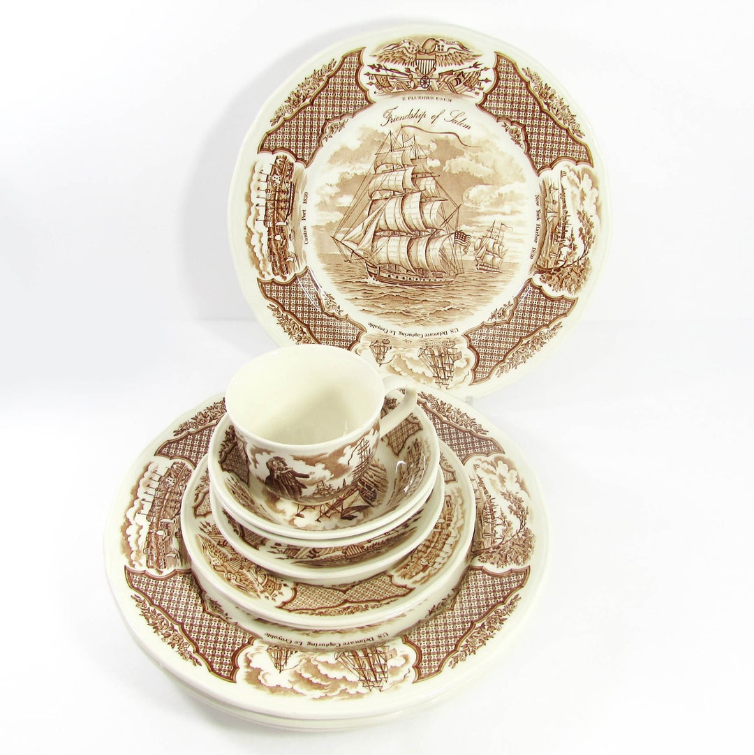 Alfred Meakin Fair Winds 10 Piece Dinnerware Set - Sailing Ship Display ...