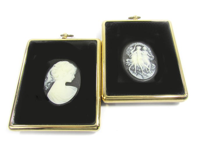 Vintage Set of 2 Decorative Cameos // Girl in Ponytail & 3 Graces ...
