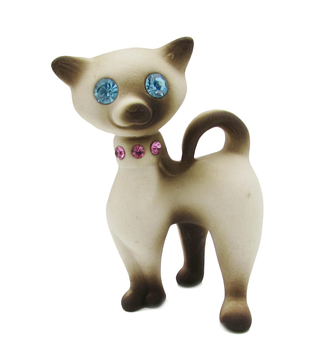 Roselane Sparkler Rhinestone Siamese Cat Figurine - Retro Decor - Etsy