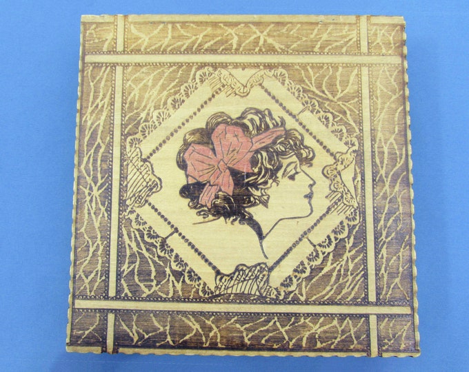 Antique Flemish Art Pyrography Wood Box Hanky or Glove Box - Etsy