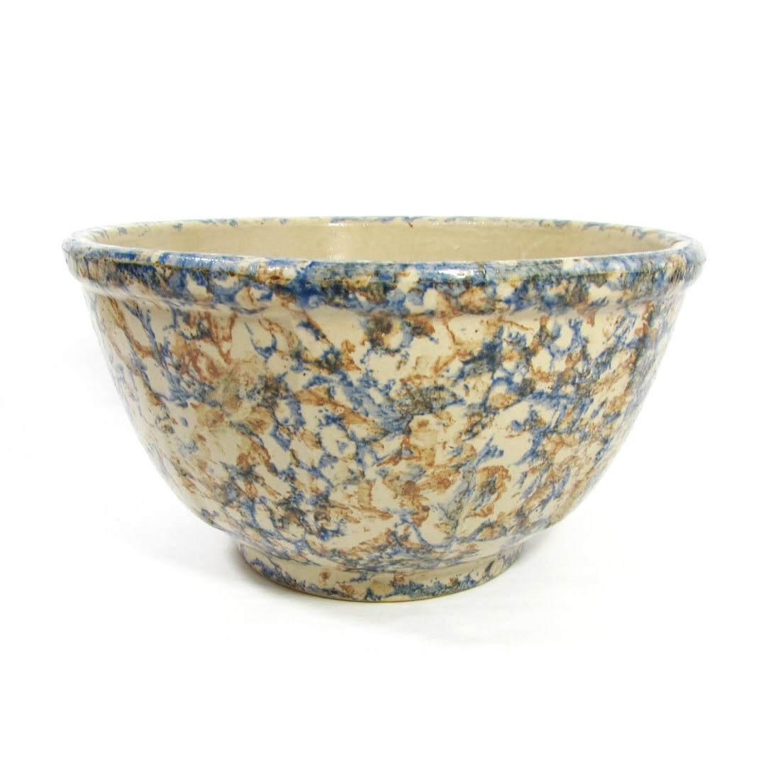 Red Wing Pottery Spongeware 9" Panel Bowl - Antique Red Wing Stoneware ...
