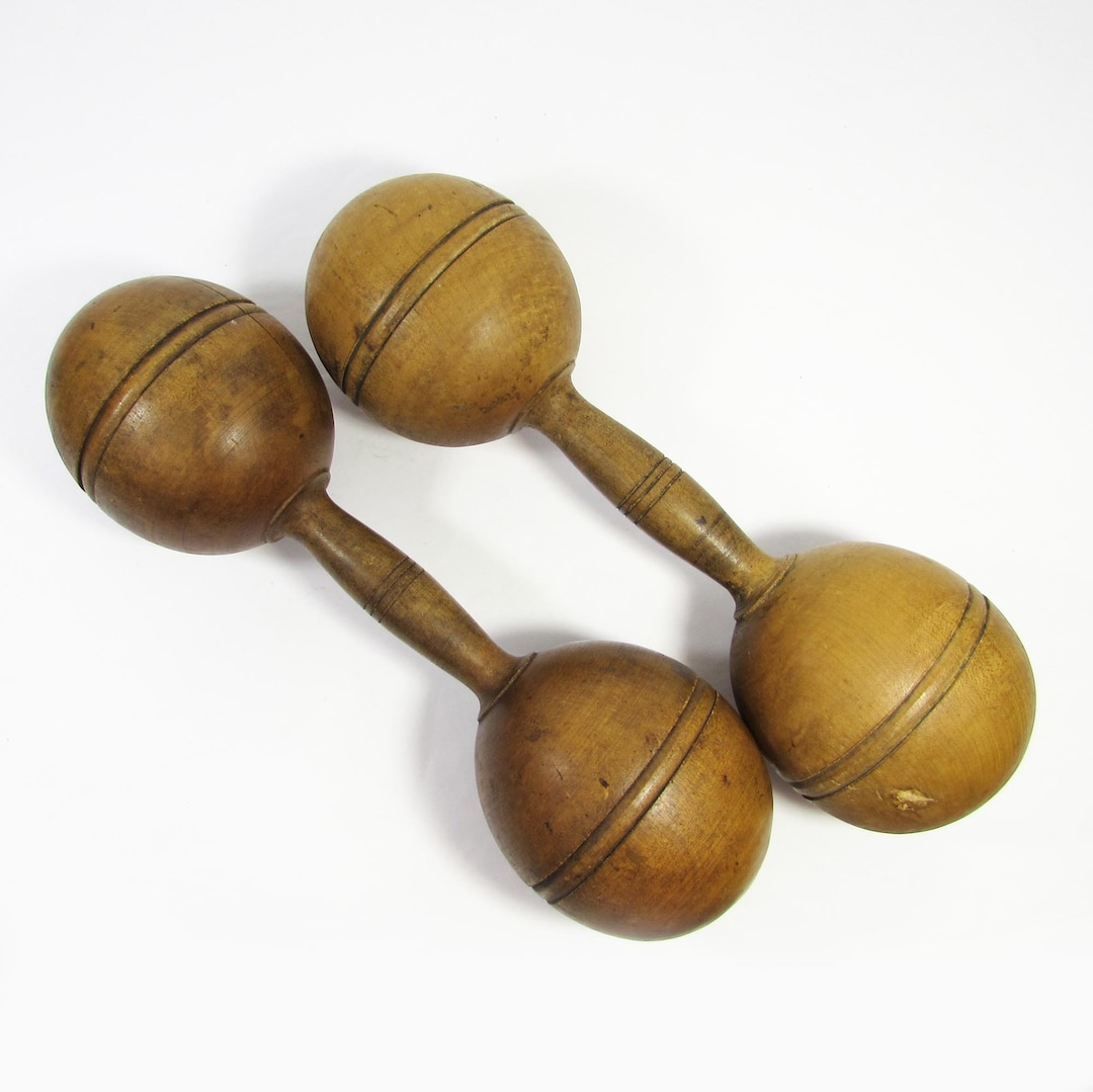 Antique Wood Hand Weights Victorian Dumbbells Set of Antique 1.5 Lb ...