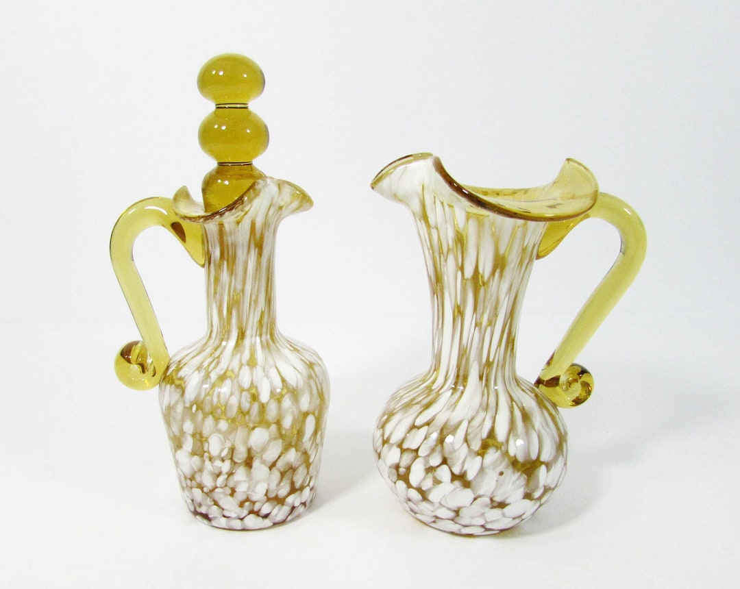 Vintage Glassware - Rainbow Glass Pitcher - Rainbow Glass Cruet - Ink ...