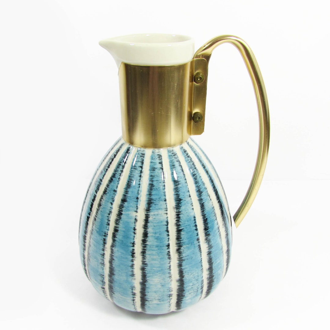 Vintage Miller 1957 MCM Ceramic Decanter With Metal Handle // Mid ...