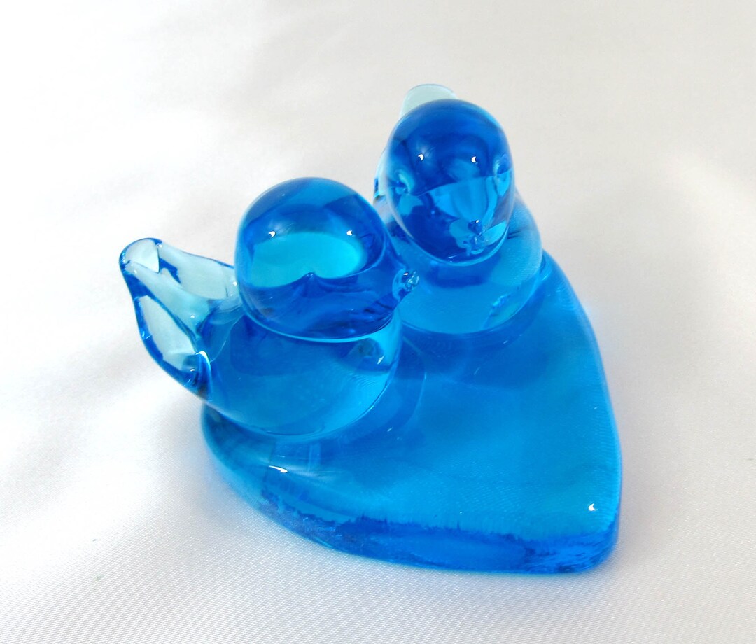 Blue Bird Paperweight Titan Art Glass Vintage Bird Paperweight Home ...