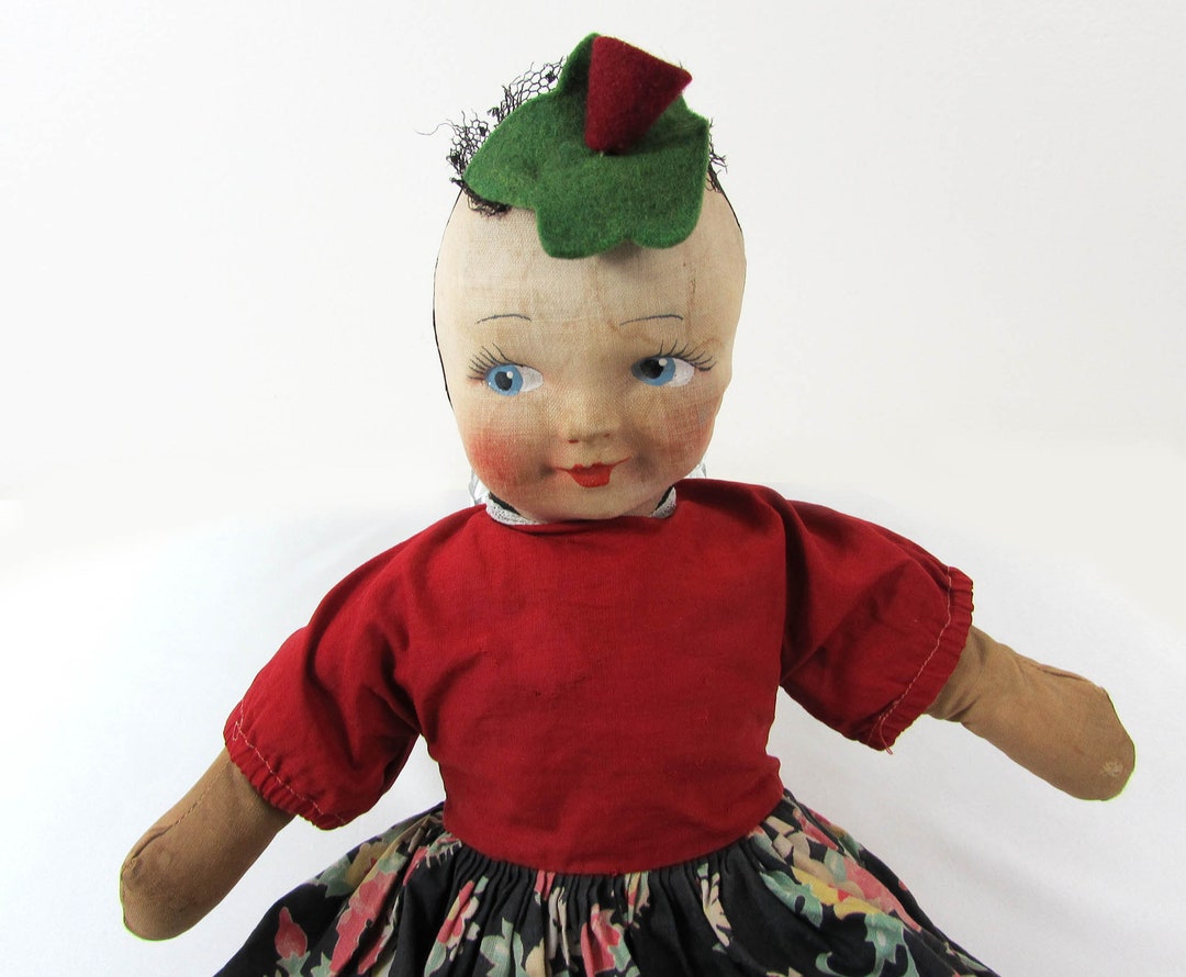 Mollye Goldman Cloth Doll Hand Painted Face 16 Doll 1940s Americasn ...