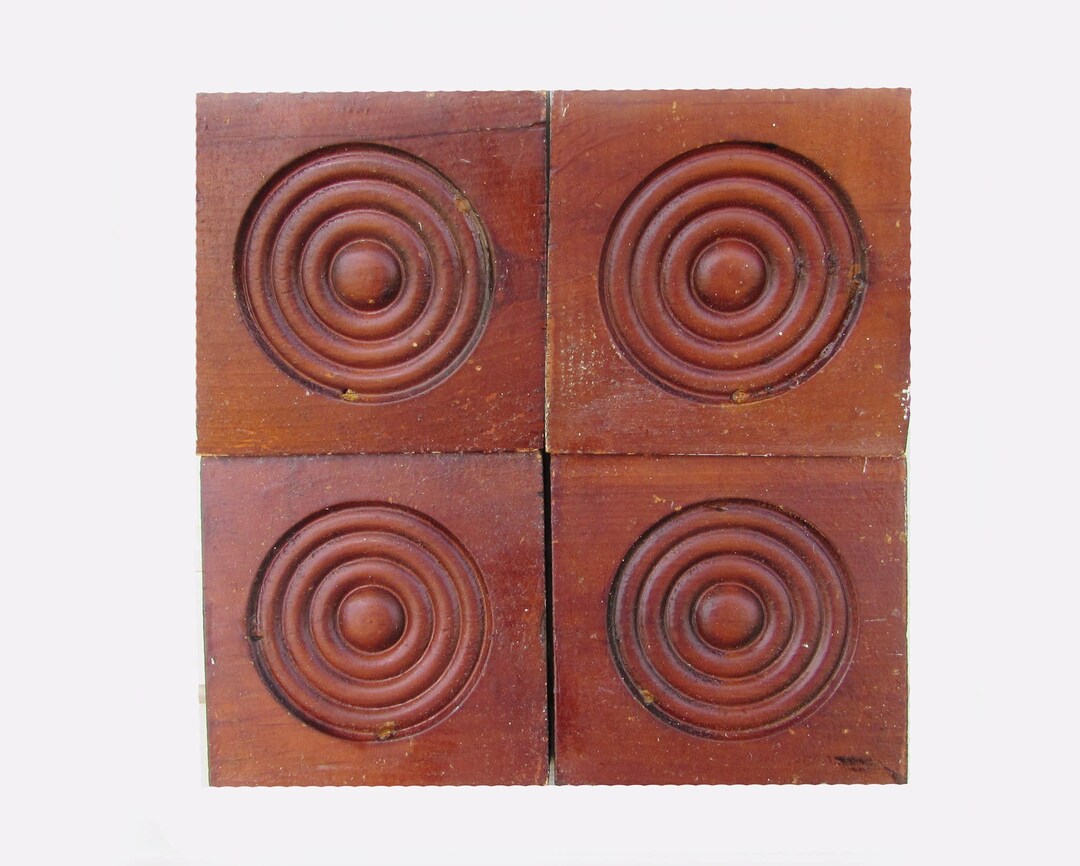 Antique Bullseye Corner Trim Blocks Set of 4 Wood Rosettes - Etsy