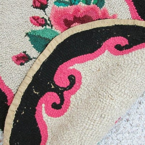 Vintage Hand Hooked Wool Rug Oval 44 X 24 Pink & Burgundy - Etsy