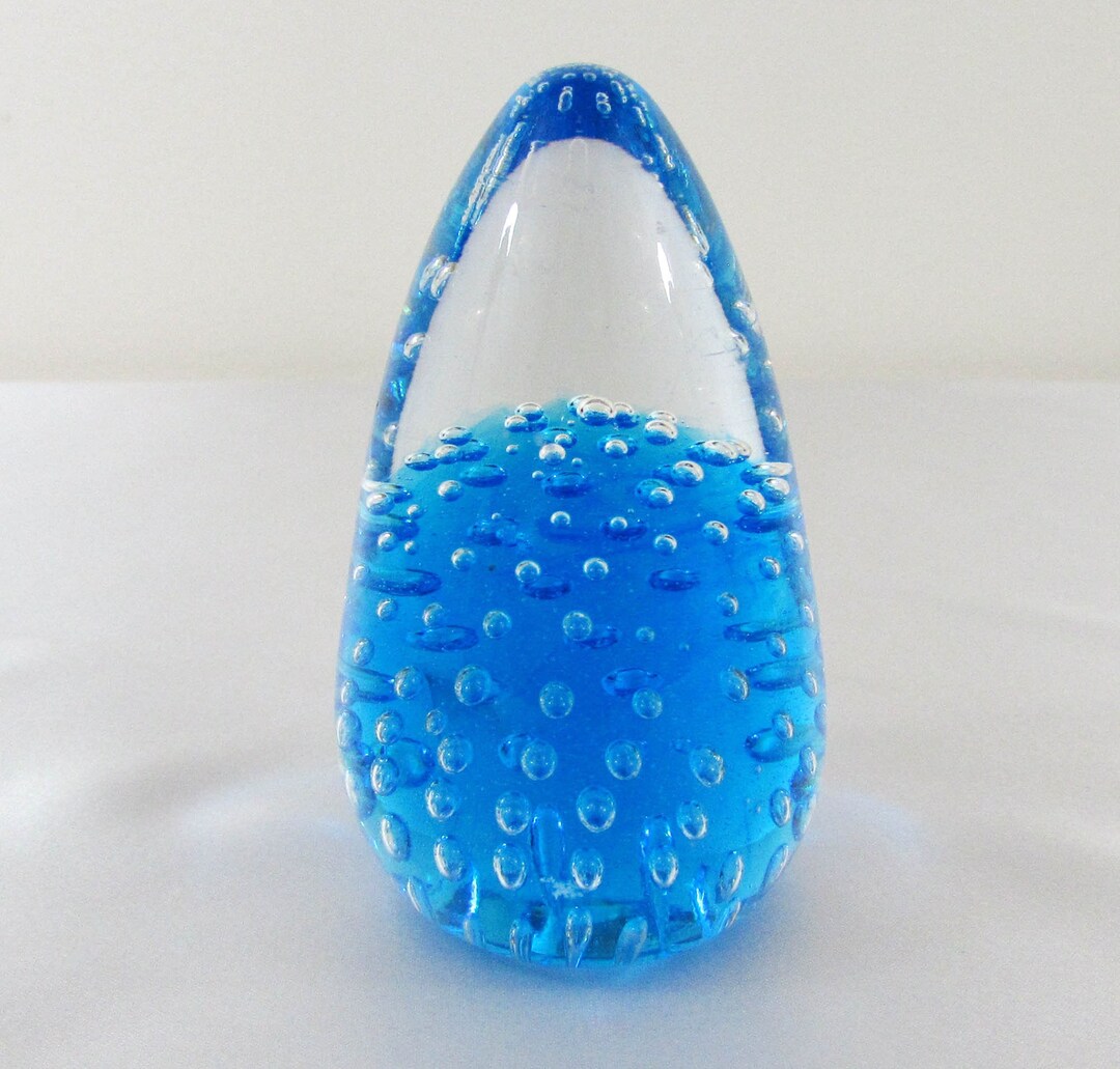 Bubble Paperweight - Vintage Blue Controlled Bubble Paperweight - 3.25 ...