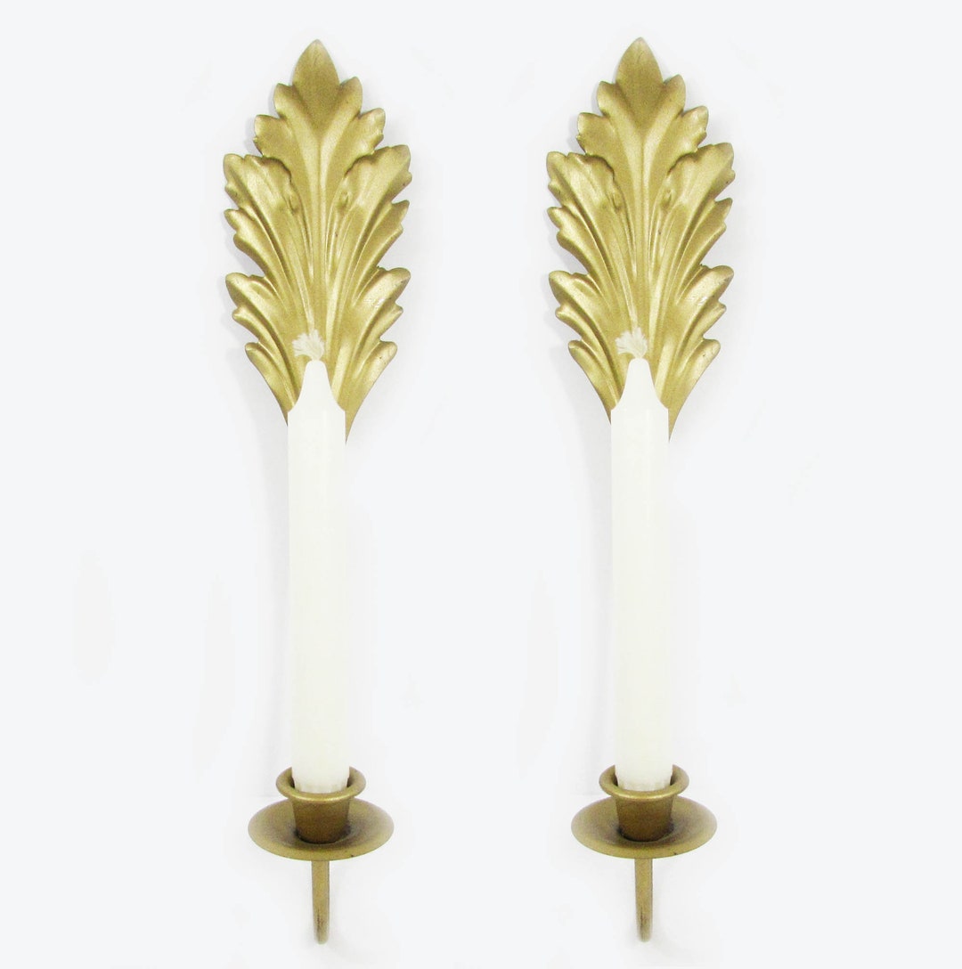 Vintage Ornate Wall Candlestick Sconce - Feather Flare Sconce - 15 ...