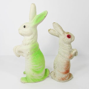 Vintage Paper Mache Rabbits Bunnies 9 & 7 Inches Tall Hand Painted ...
