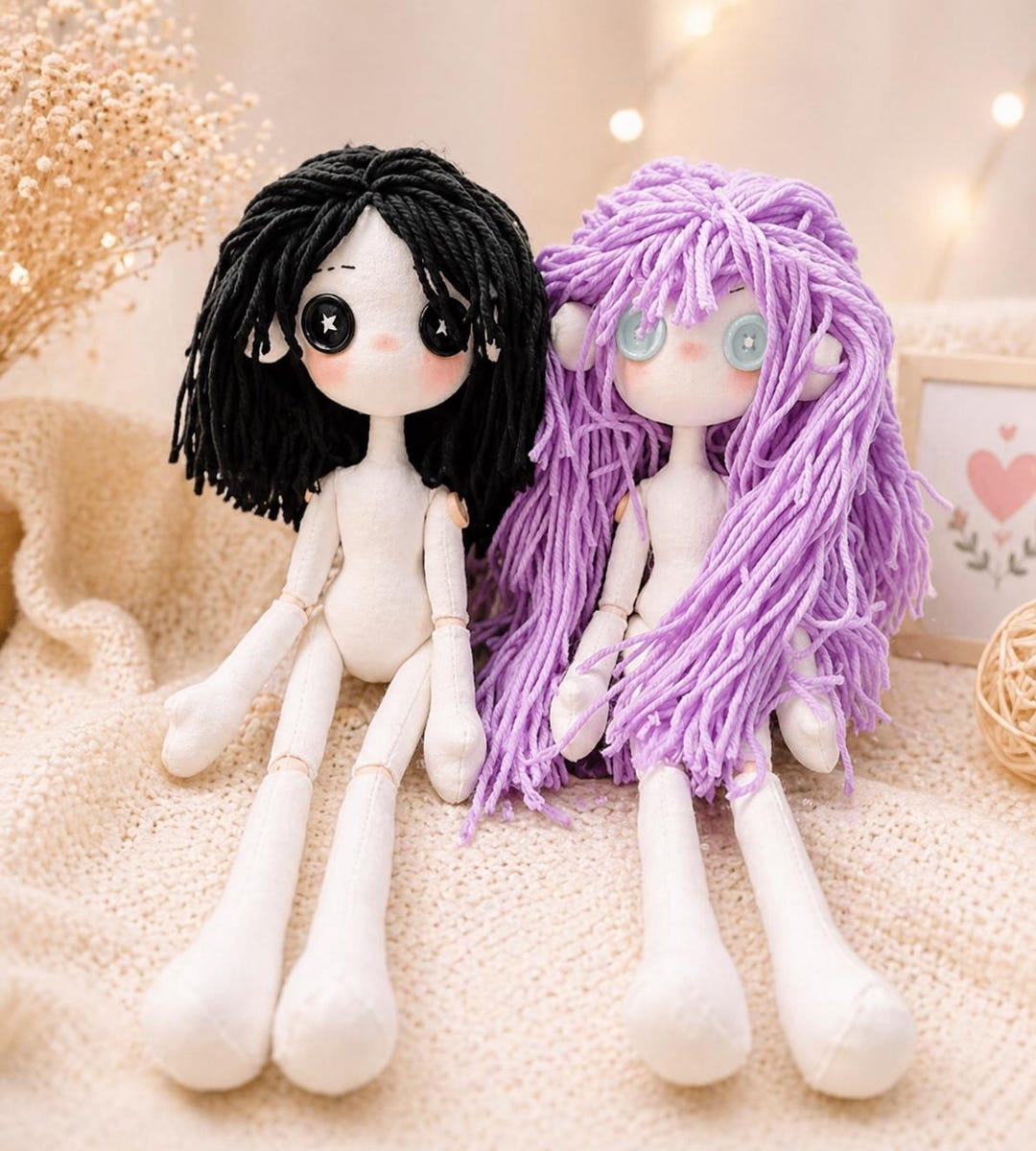 Custom Button Eye Dolls, Button Eyes Handmade Doll, Ghost Dolls, Custom ...