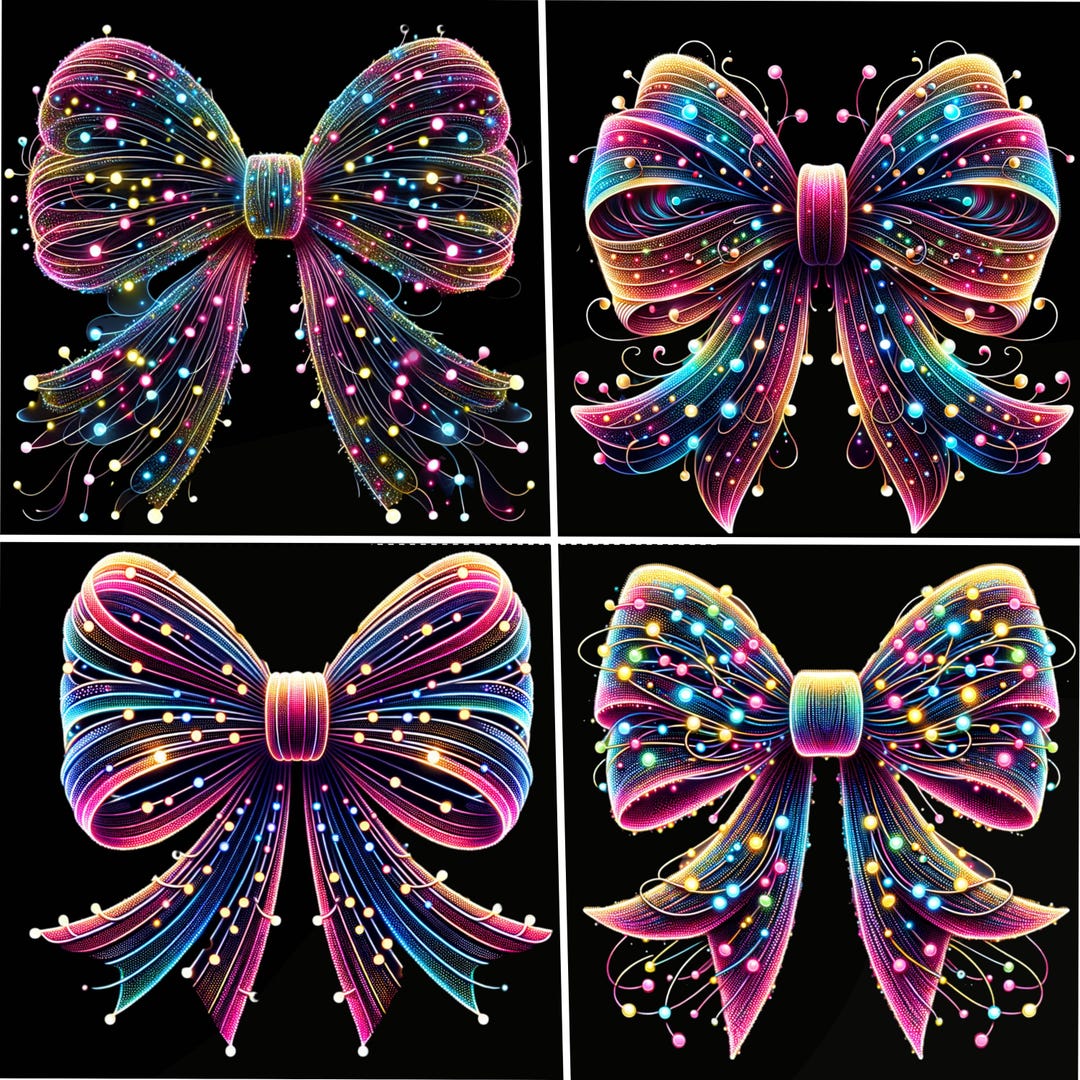 Neon Glitter Bow PNG Clipart | Glowing Bow, Rainbow Sparkle ...