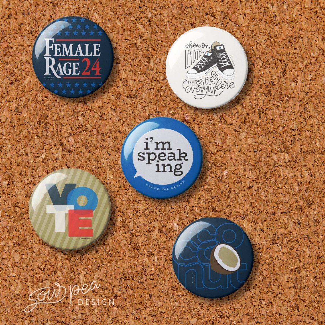 Madam President Button Set - 2024 Election Button Set - Female Rage ...