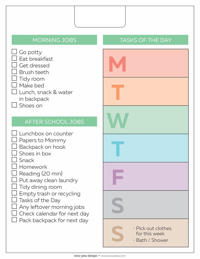 INSTANT DOWNLOAD: Chore Chart Job Chart Chores for Kids Job - Etsy