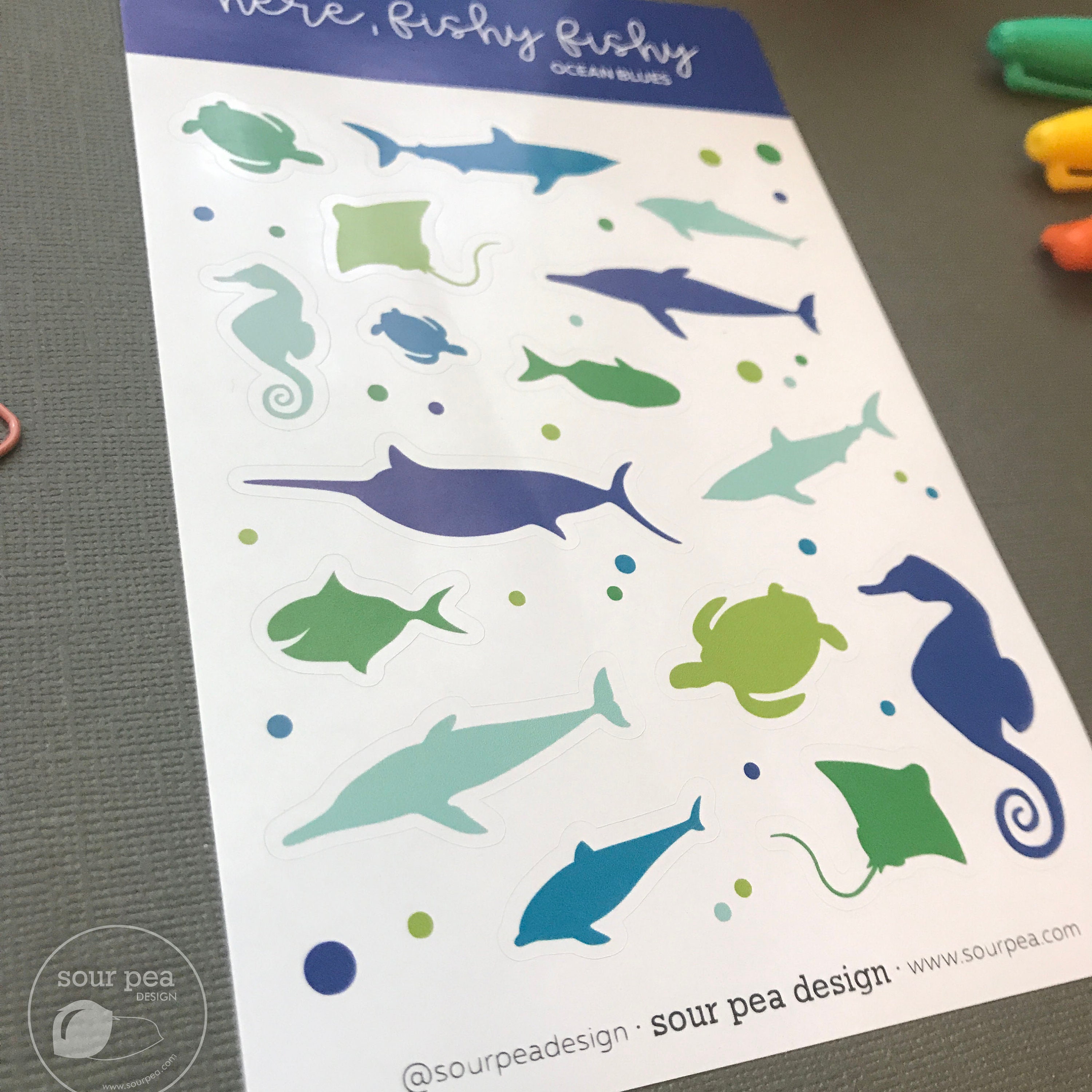 Ocean Sticker Sheet, Fish Stickers, Dolphin Stickers. Bujo Stickers ...