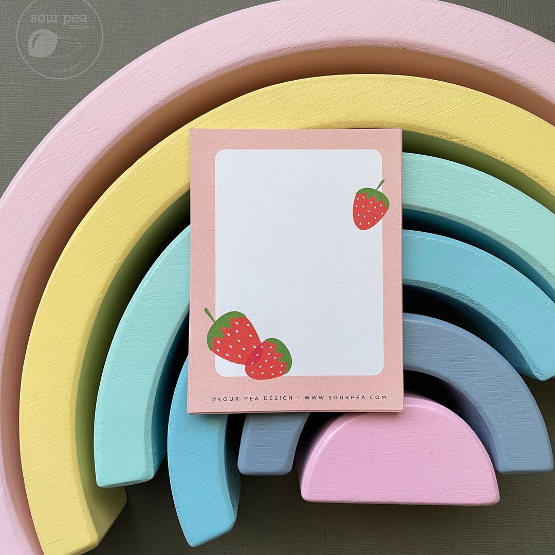 MINI NOTEPAD: Strawberry Notepad, Colorful Stationary, Cute Notepad ...