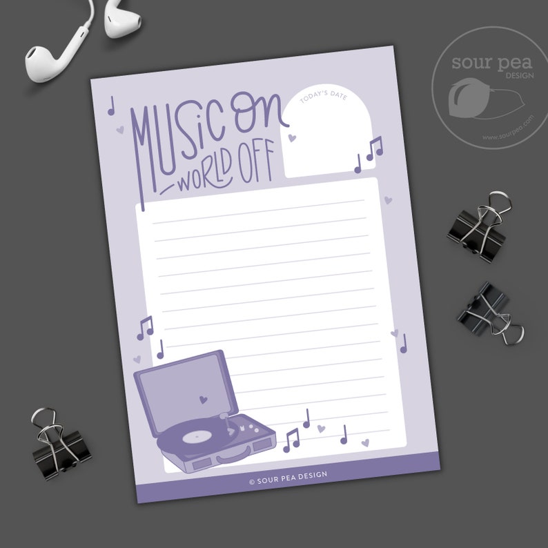 NOTEPAD: Music On World off Notepad 5x7 Notepad Musician - Etsy