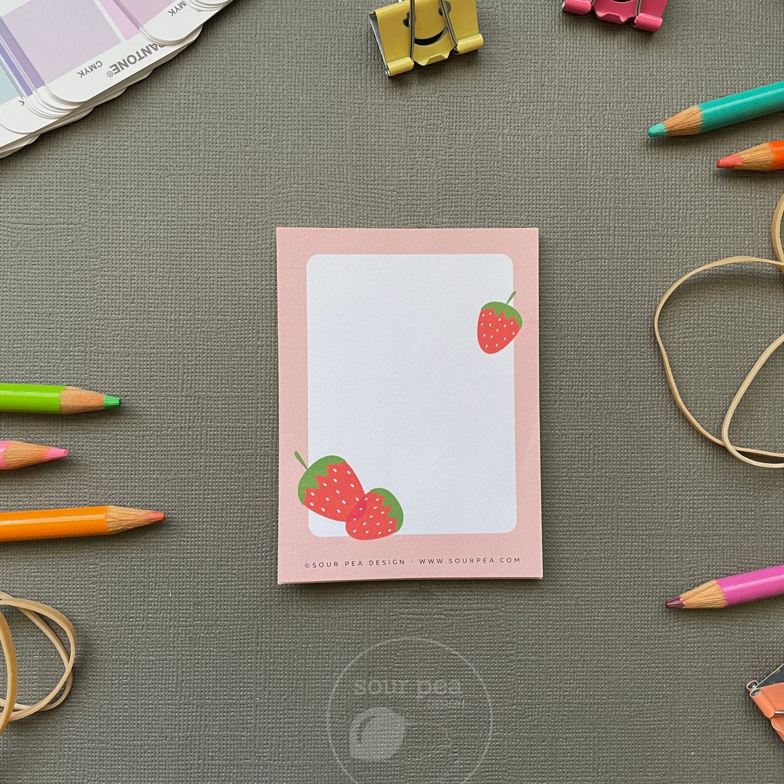 MINI NOTEPAD: Strawberry Notepad, Colorful Stationary, Cute Notepad ...