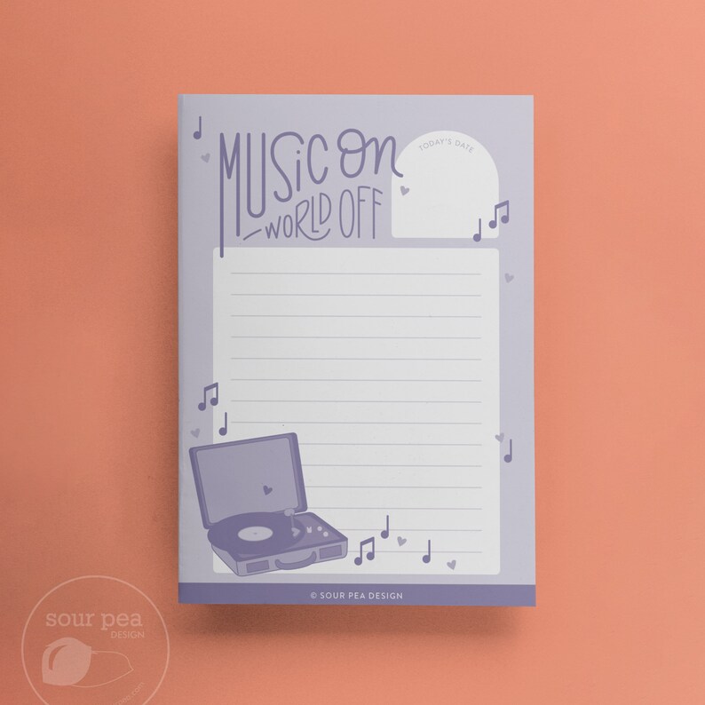NOTEPAD: Music On World off Notepad 5x7 Notepad Musician - Etsy