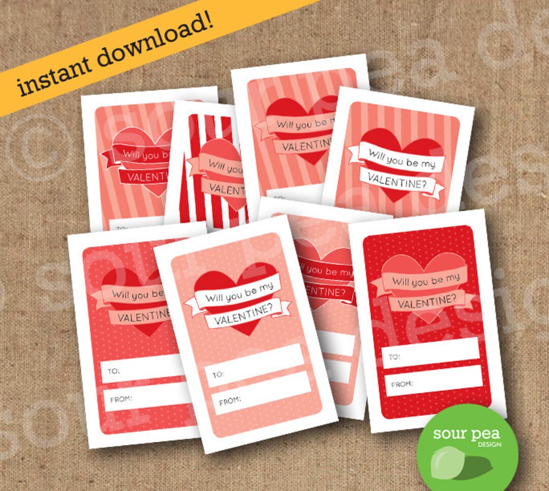 INSTANT DOWNLOAD: DIY Printable Valentines - "will You Be My Valentine ...