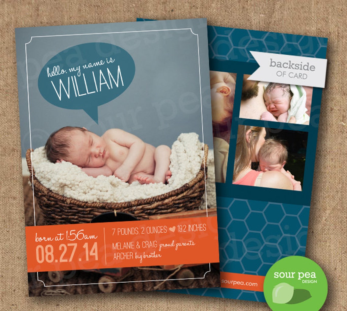 Birth Announcement Custom DIY Printable Announcement From - Etsy