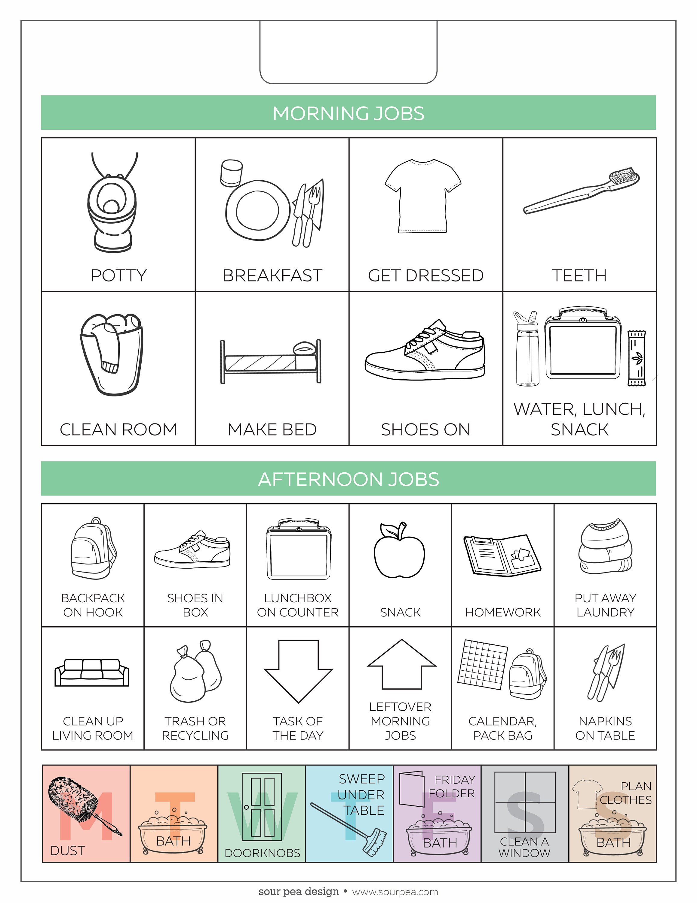 INSTANT DOWNLOAD: Chore Chart, Job Chart, Chores for Kids, Job List ...