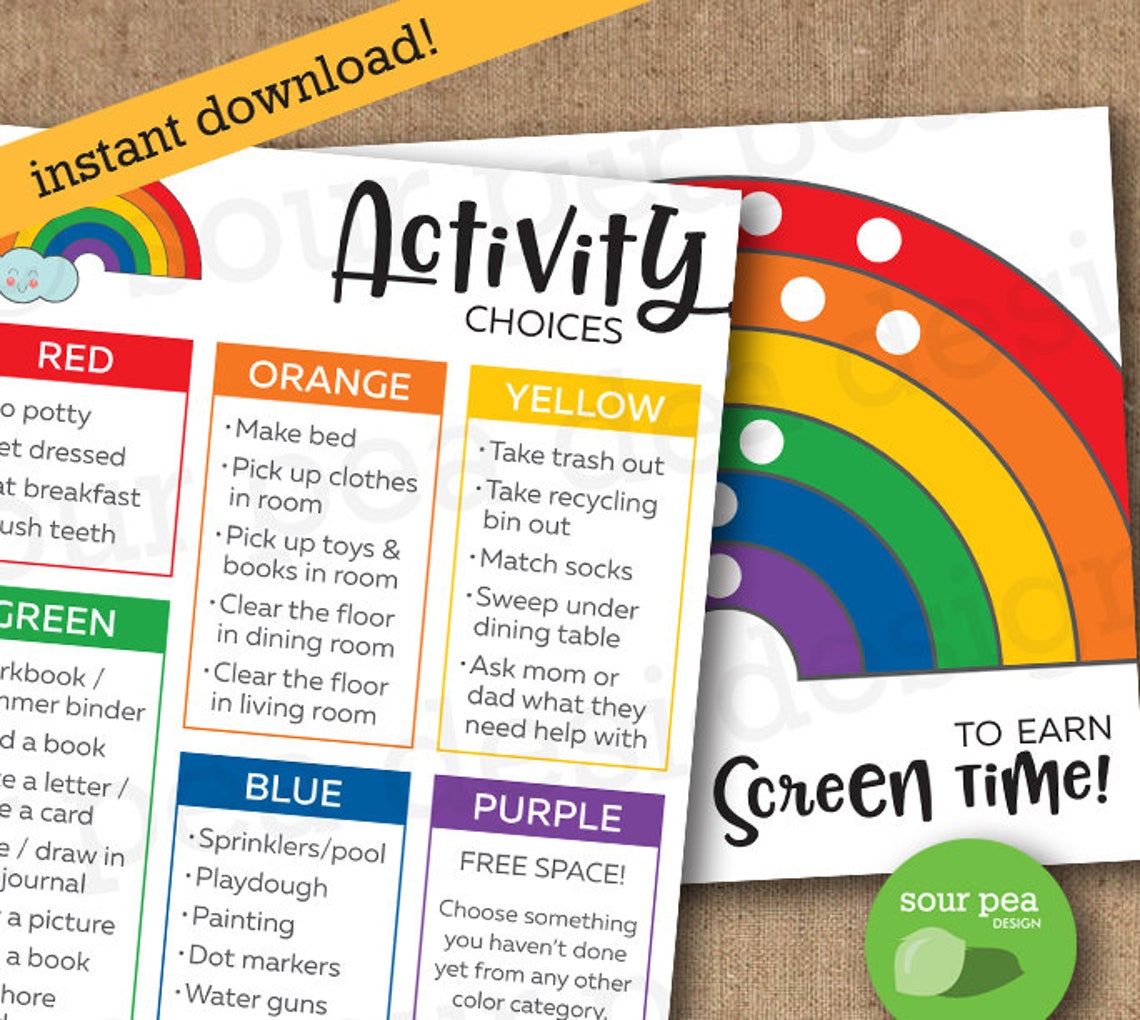 INSTANT DOWNLOAD: Rainbow Chore Chart Summer Chore Chart | Etsy