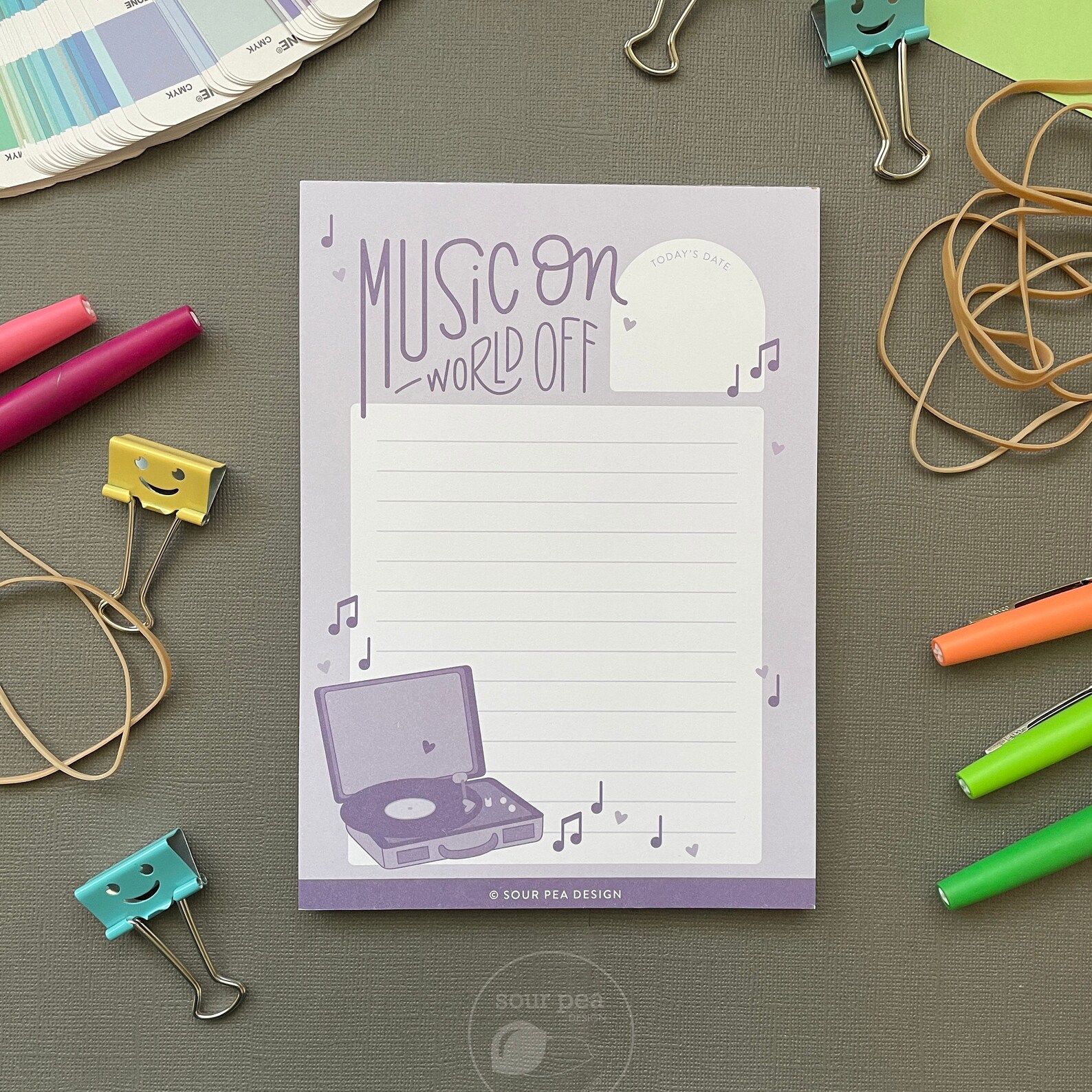 NOTEPAD: Music On, World off Notepad, 5x7 Notepad, Musician, Music ...