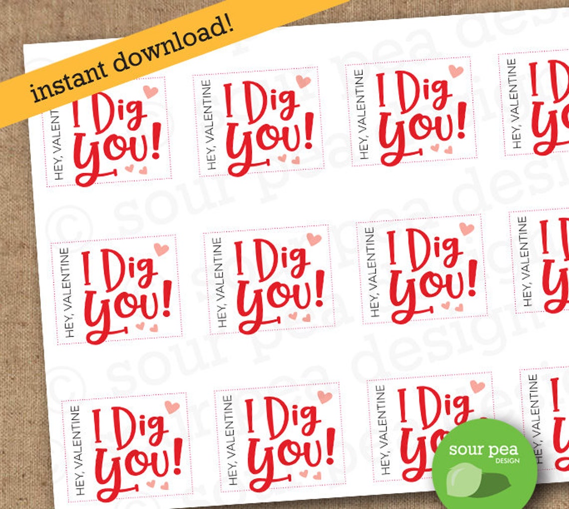 INSTANT DOWNLOAD: DIY Printable Valentine Tags i Dig - Etsy
