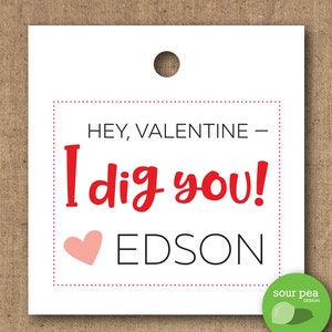 INSTANT DOWNLOAD: DIY Printable Valentine Tags - "i Dig You" - Etsy