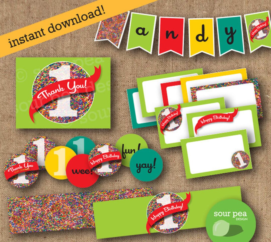 INSTANT DOWNLOAD: DIY Printables Party Pack, Sprinkles, Colorful Party ...